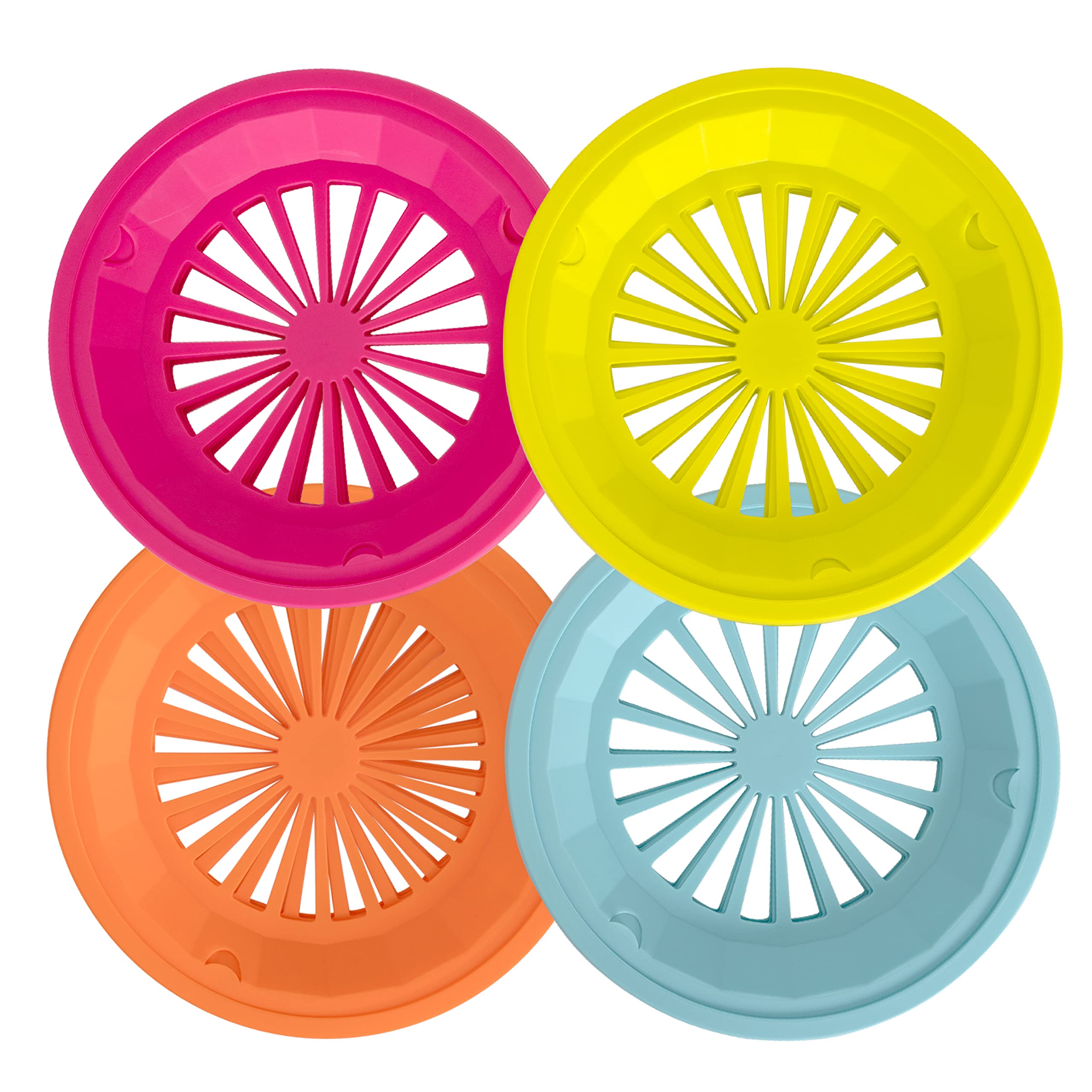 Besti Reusable Plastic Paper Plate Holders 10 Inch, 20 Piece Round Plastic Paper Plate Holder Set with Snap-In Grooves, Dishwasher Safe, 4 Assorted Colors