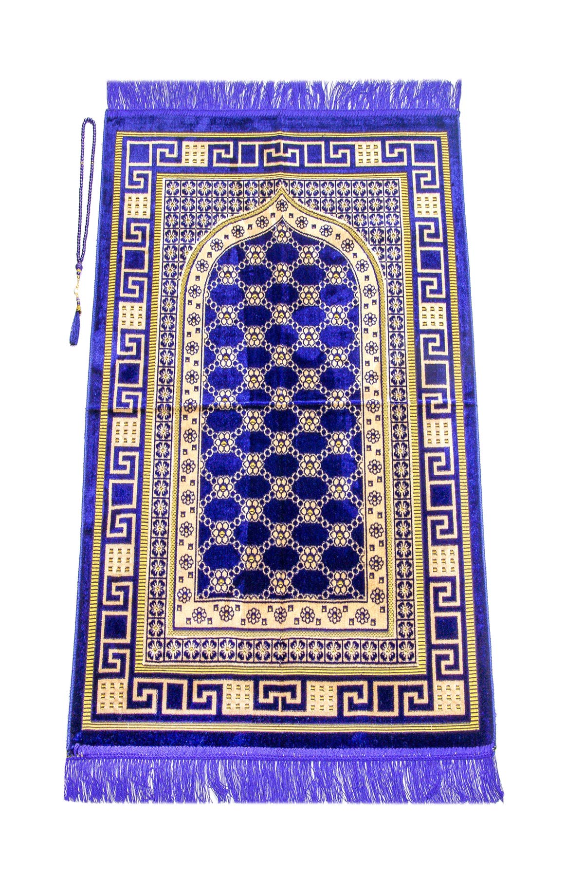 Luxury Velvet Muslim Prayer Rug with Prayer Beads | Janamaz | Sajadah | Soft Islamic Prayer Rug | Islamic Gifts | Prayer Carpet Mat, Velvet Fabric, Purple