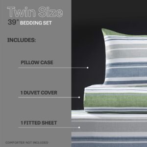 XLNT Twin Size Bedding | Duvet Cover | 3 Piece Set | Comforter Cover | Bed Sheet | Pillow Cover | Soft Cotton Blend | Machine Washable | Designed | Riptide Blue Green