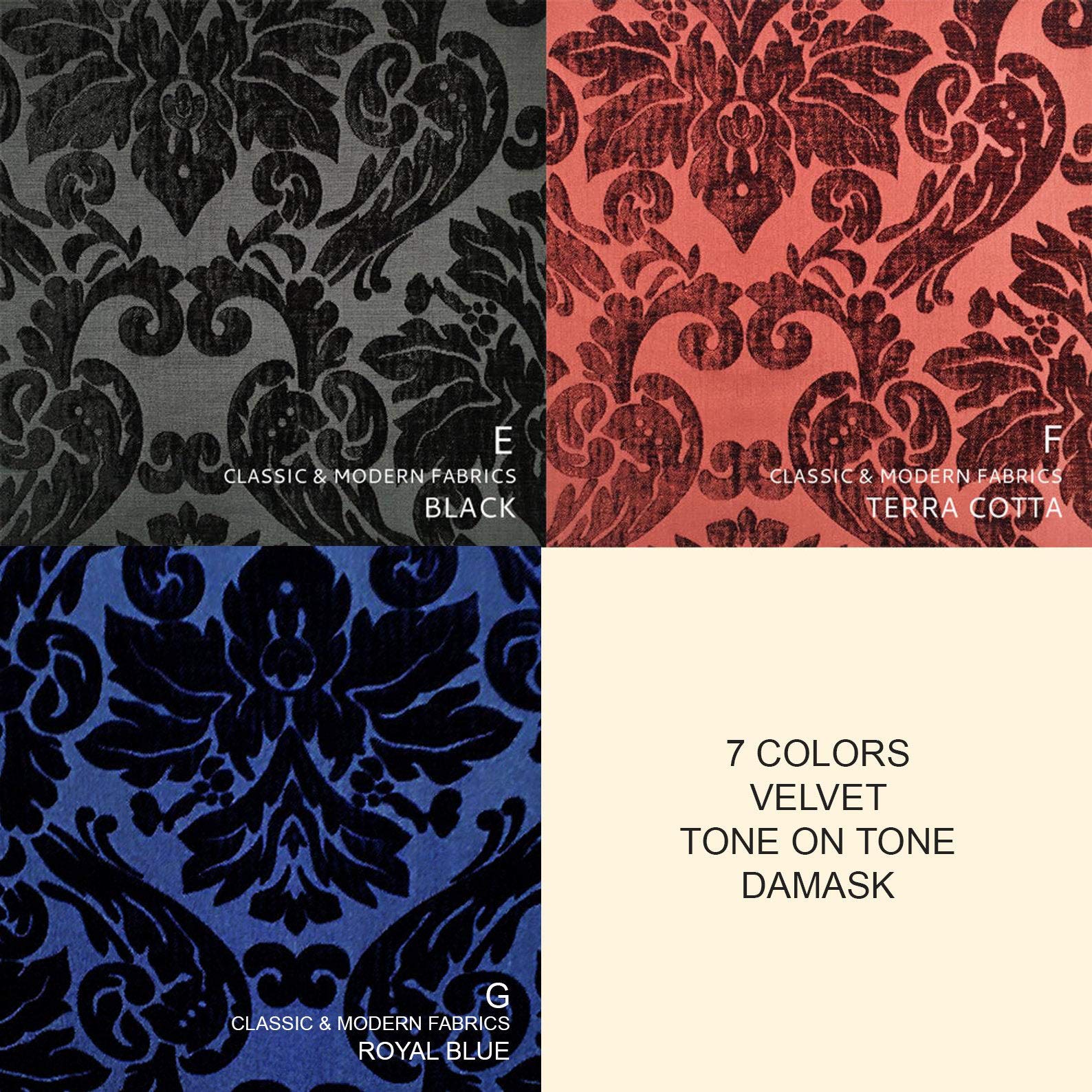 7 Colors/Velvet Tone on Tone Damask Black Fabric / /Drapery, Upholstery, Pillow, Costume/Ivory, Gold, Gray, Brown, Black, Royal Blue/Fabric by The Yard (Ivory)