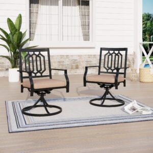 sophia & william outdoor metal swivel chairs set of 2 patio dining rocker chair with cushion furniture set for garden backyard bistro, 300 lbs