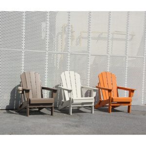 Jovilife Orange Folding Adirondack Chair HDPE Outdoor Patio Chair Beverage Holder Easy Compact Storage Garden Resin Outside Furniture All Weather Resistant Chair Backyard (Orange)