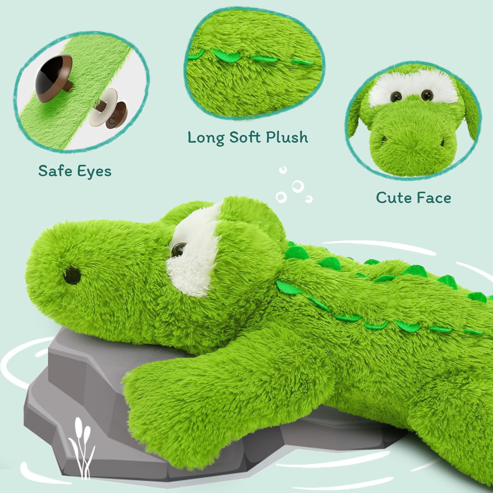 Tezituor Alligator Stuffed Animal Plush Toy 28 inch, Crocodile Stuffed Animal Soft Alligator Hugging Pillow