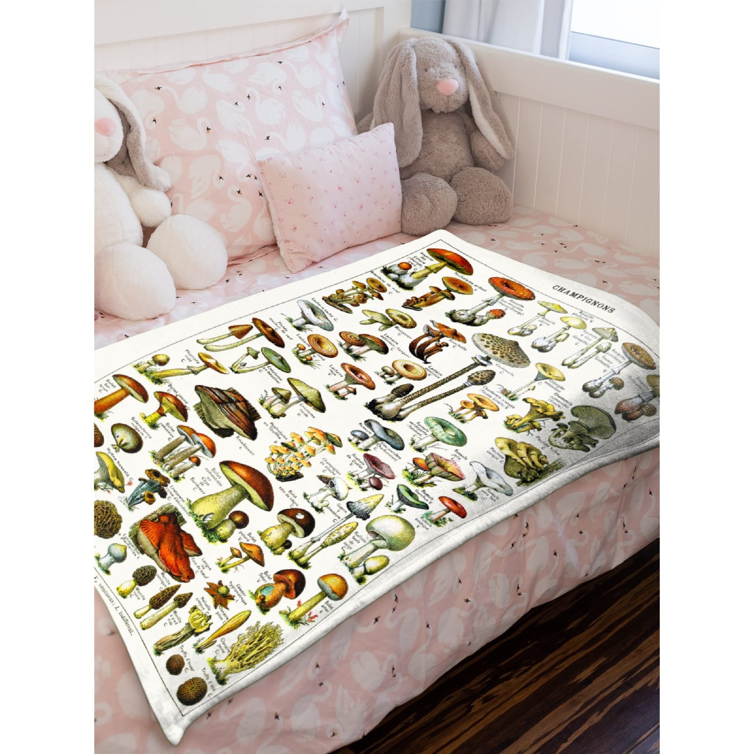 Avalokitesvara Vintage Edible Mushroom Flannel Blanket Super Soft and Warm for Bed Couch Sofa 60x50 Inch for Teen Blanket