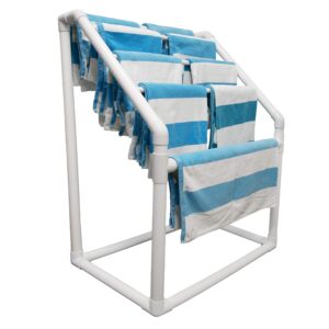 Essentially Yours 5 Bar Pool Towel Rack Brown | Free Standing Poolside Storage Organizer - Also Stores Floats, Paddles and Noodles.