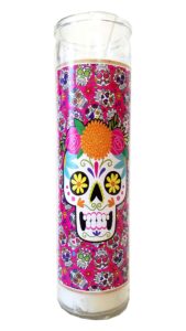 cinco de mayo white skull devotional candle