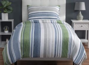 xlnt twin size bedding | duvet cover | 3 piece set | comforter cover | bed sheet | pillow cover | soft cotton blend | machine washable | designed | riptide blue green