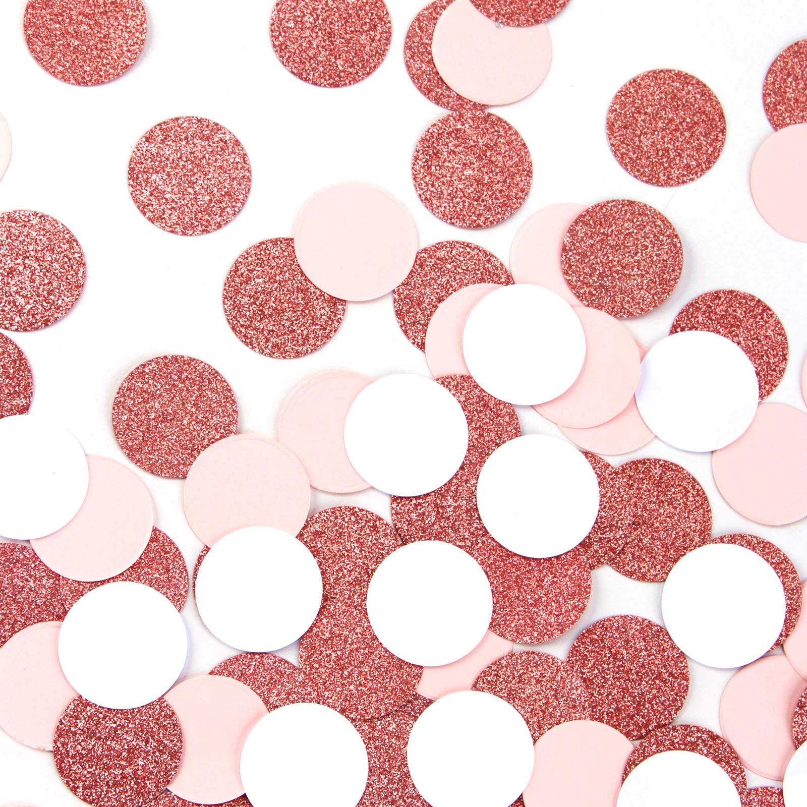 Rose-gold Pink-white Party Decorations Confetti - 300pcs Mothers Day Wedding Baby Bridal Shower Girl Birthday Party Glitter Paper decor Table Decoration Bachelorette Engagement Decor Lasting Surprise