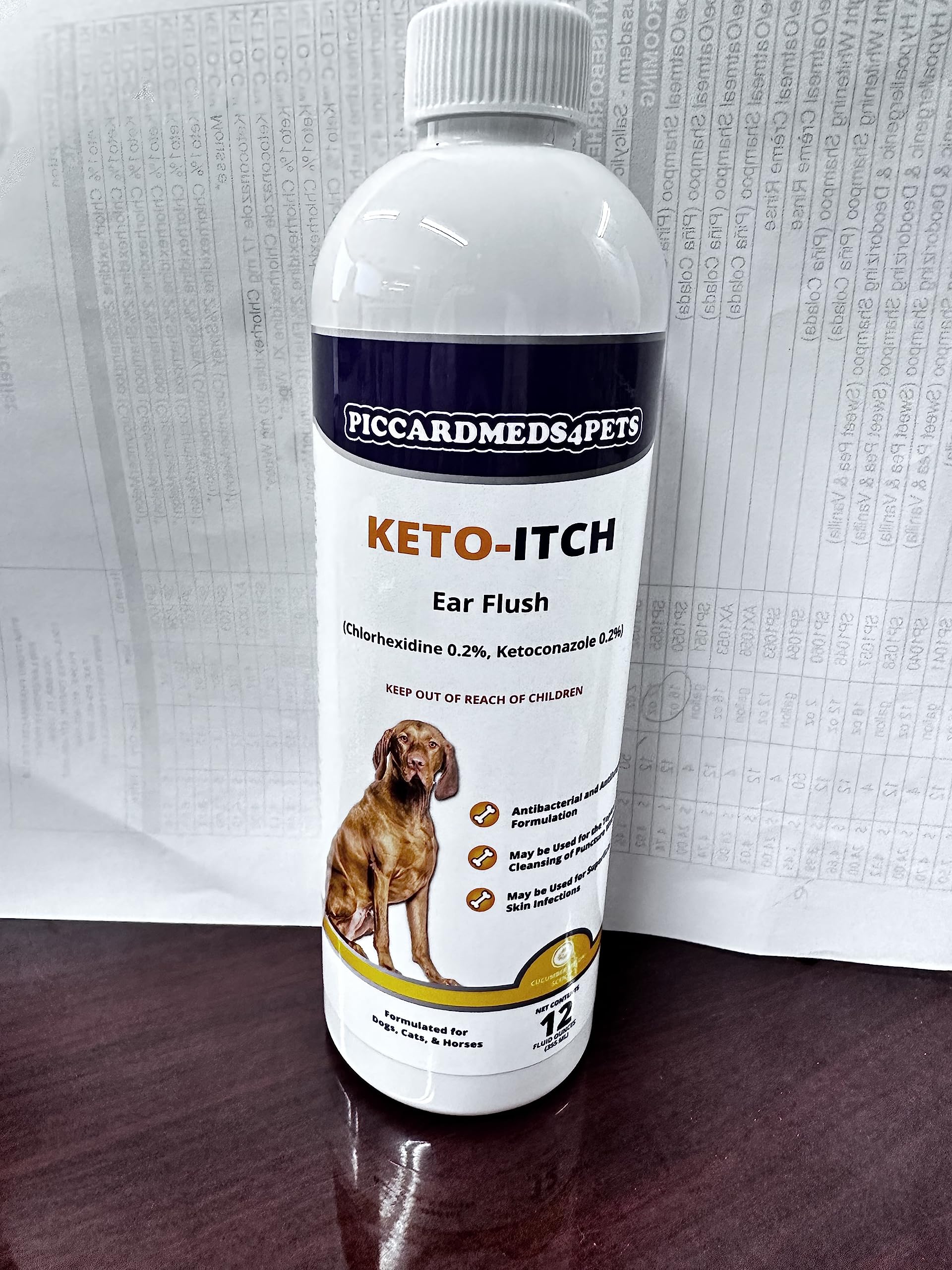 PICCARDMEDS4PETS Keto-Itch Plus Ear Flush 0.2% Chlhxdn + Keto 1% 12oz