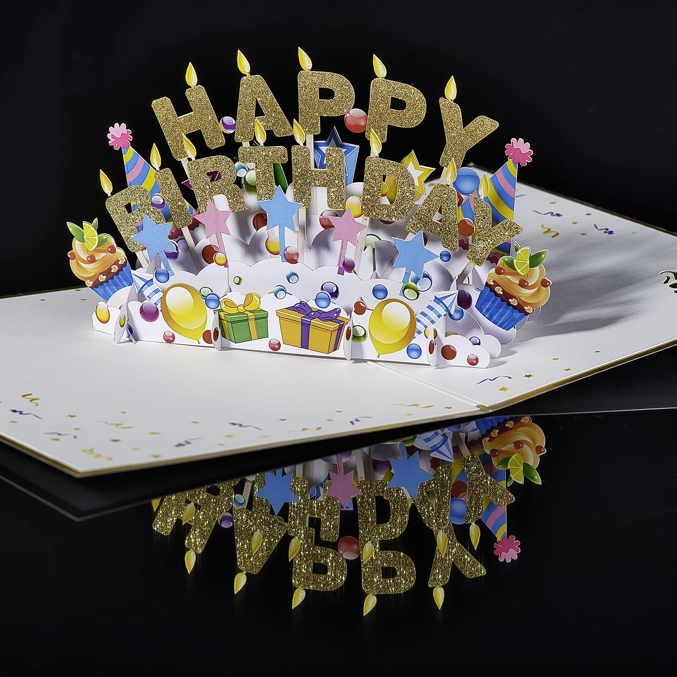 Happy Birthday Pop Up Card by DEVINE Cards | Large 3D Greeting for Women Mom Grandma Flowers Love