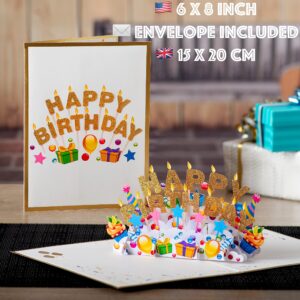 Happy Birthday Pop Up Card by DEVINE Cards | Large 3D Greeting for Women Mom Grandma Flowers Love