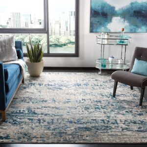 safavieh madison collection area rug - 8' square, grey & blue, modern abstract design, non-shedding & easy care, ideal for high traffic areas in living room, bedroom (mad460k)