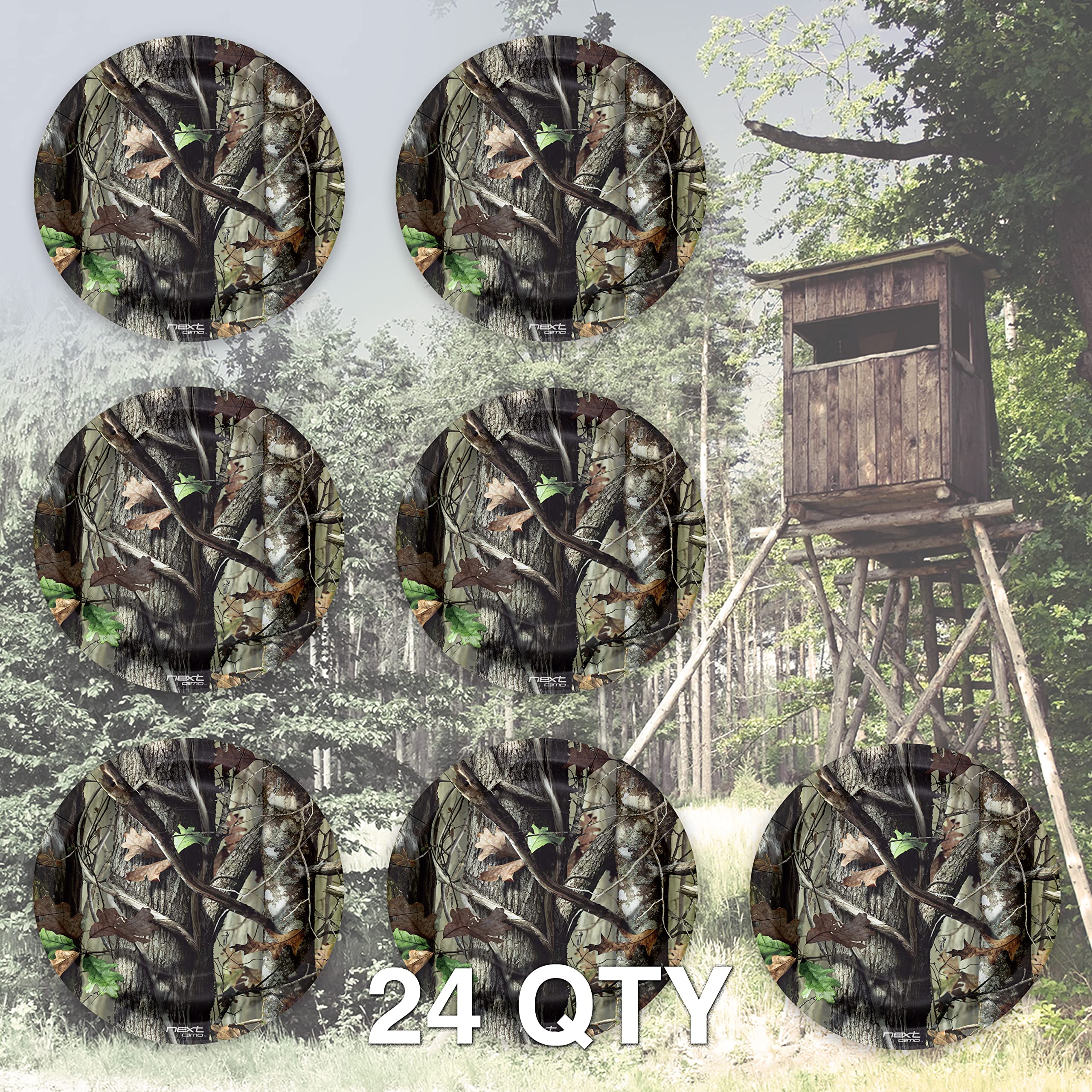 Hunting Camo Party Plates (24 pack)! 24 Lg., 9 in. Dinner Plates. Authentic Next Camo pattern. Great for Hunter Themed Party, Camouflage Motif, Birthdays, Graduations & Family Picnics. by Havercamp