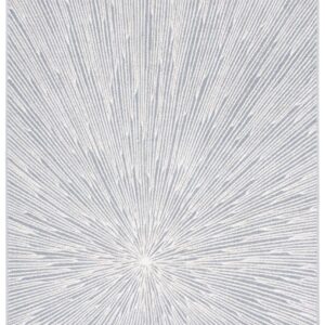 SAFAVIEH Belmont Collection Area Rug - 8' x 10', Grey & Ivory, Abstract Burst Design, Non-Shedding & Easy Care, Ideal for High Traffic Areas in Living Room, Bedroom (BMT136F)