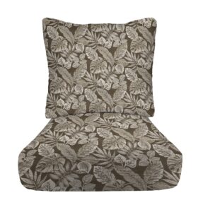 rsh decor: deep seating cushion with pillow back | 25” x 25” seat | water and fade-resistant spun fabric | outdoor chair cushion set for patio furniture | casco pewter