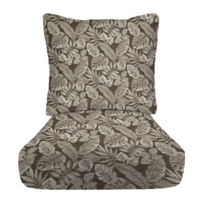 RSH DECOR: Deep Seating Cushion with Pillow Back | 25” x 25” Seat | Water and Fade-Resistant Spun Fabric | Outdoor Chair Cushion Set for Patio Furniture | Casco Pewter