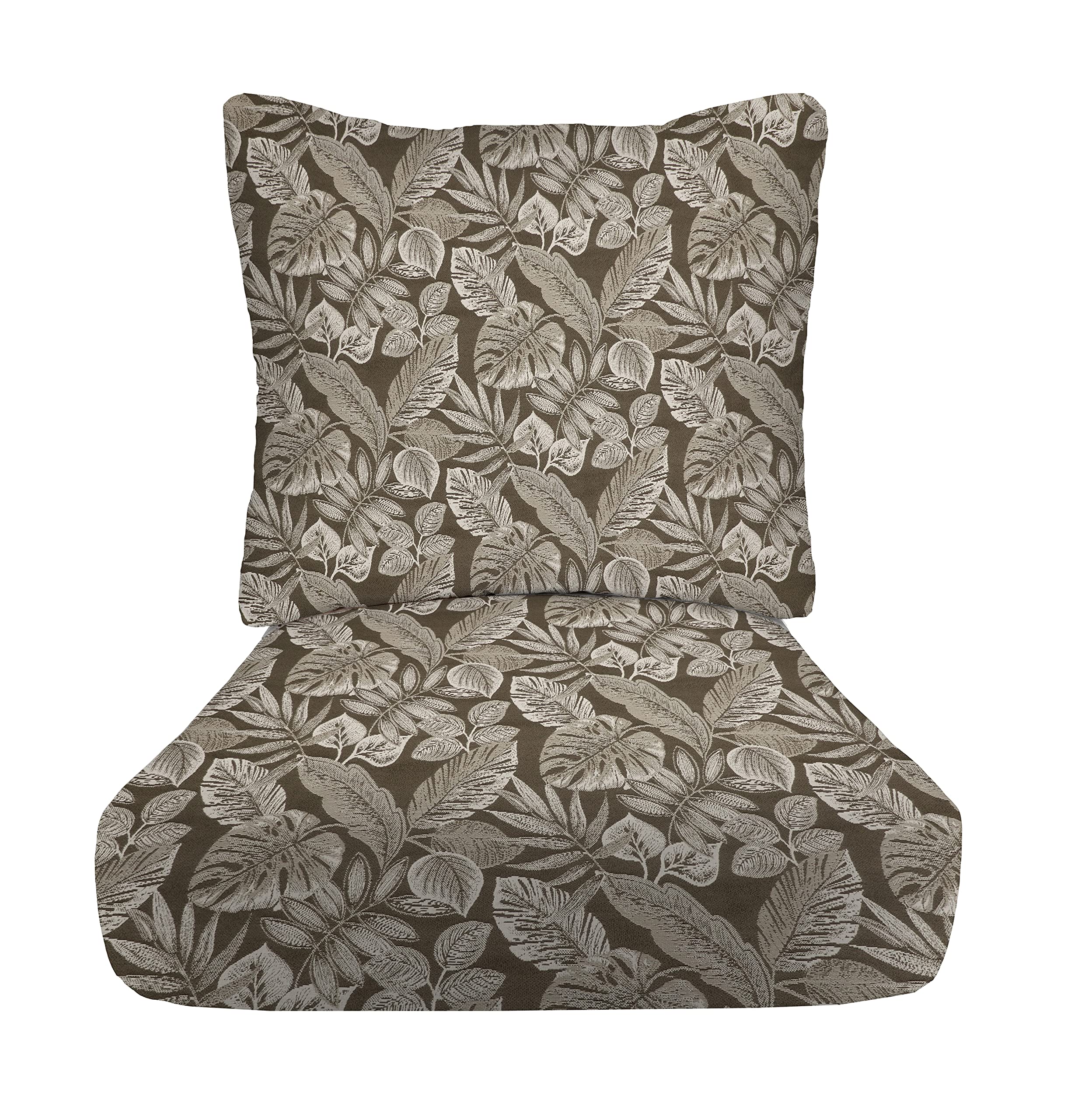 RSH DECOR: Deep Seating Cushion with Pillow Back | 25” x 25” Seat | Water and Fade-Resistant Spun Fabric | Outdoor Chair Cushion Set for Patio Furniture | Casco Pewter