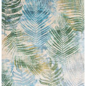 SAFAVIEH Lillian Collection Area Rug - 8' x 10', Blue & Green, Tropical Boho Design, Non-Shedding & Easy Care, Ideal for High Traffic Areas in Living Room, Bedroom (LLN308M)