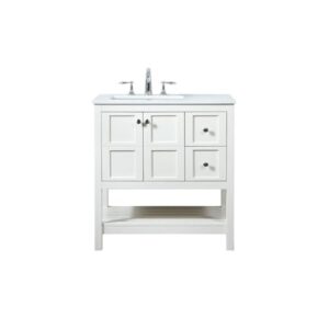 Elegant Kitchen and Bath 32 inch Single Bathroom Vanity Cabinet - White