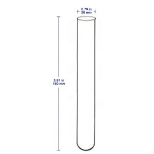 Labasics 20 Pack Borosilicate Glass Round Bottom Test Tubes, 20 mm OD X 150 mm Length (Pack of 20)