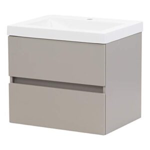 Spring Mill Cabinets Innes 24 Inch Floating Bathroom Vanity with White Single Sink Top, 2 Soft-Close Drawers, 24.5" W x 18.75" D x 22.25" H, Gray