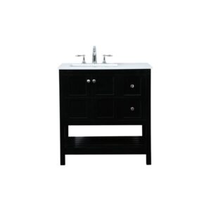 Elegant Decor Theo 32" Zinc Alloy MDF Single Bathroom Vanity in Black