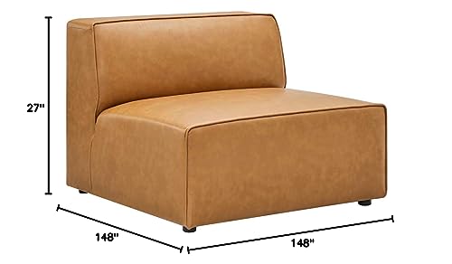 Modway Mingle Vegan Leather 7-Piece Sectional Sofa in Tan