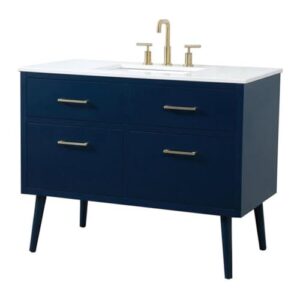 elegant kitchen and bath 42 inch bathroom vanity cabinet - blue