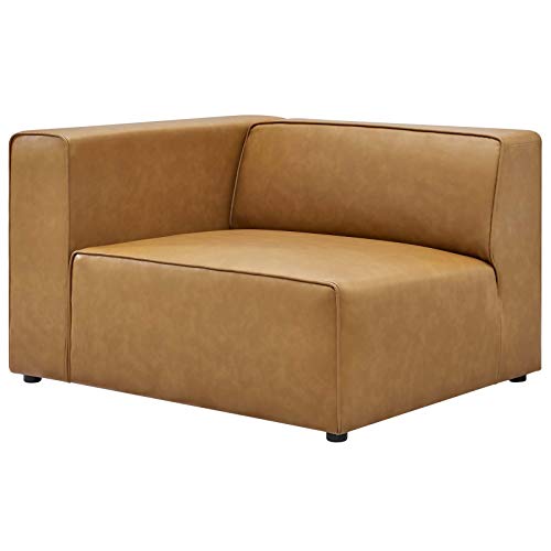 Modway Mingle Vegan Leather 7-Piece Sectional Sofa in Tan