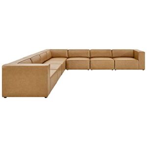 Modway Mingle Vegan Leather 7-Piece Sectional Sofa in Tan