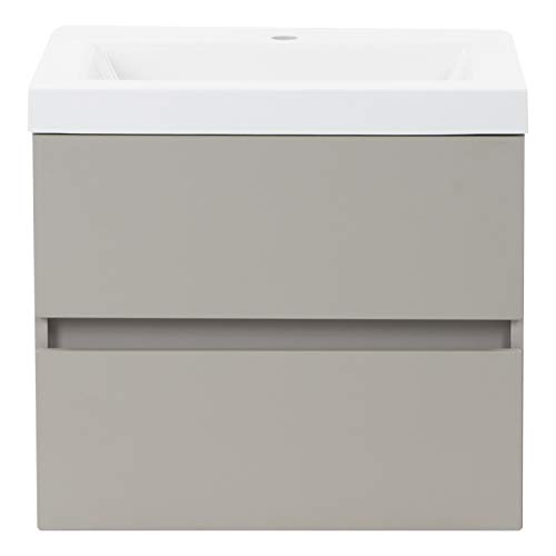 Spring Mill Cabinets Innes 24 Inch Floating Bathroom Vanity with White Single Sink Top, 2 Soft-Close Drawers, 24.5" W x 18.75" D x 22.25" H, Gray