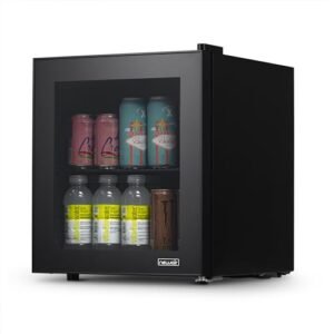 NewAir Beverage Fridge and Cooler with Reversible Glass Door, 60 Can Freestanding Mini Fridge in Black with Door Alarm, Perfect for Work from Home Station, Dorms, and More