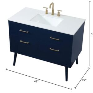 Elegant Kitchen and Bath 42 inch Bathroom Vanity Cabinet - Blue