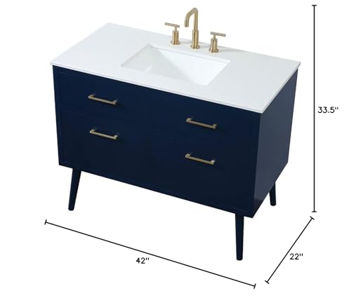 Elegant Kitchen and Bath 42 inch Bathroom Vanity Cabinet - Blue