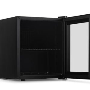 NewAir Beverage Fridge and Cooler with Reversible Glass Door, 60 Can Freestanding Mini Fridge in Black with Door Alarm, Perfect for Work from Home Station, Dorms, and More