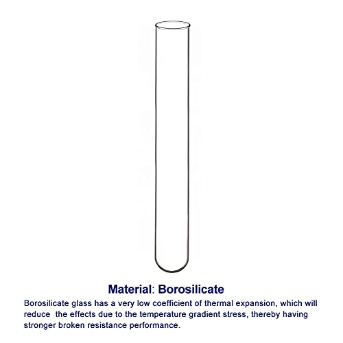 Labasics 20 Pack Borosilicate Glass Round Bottom Test Tubes, 20 mm OD X 150 mm Length (Pack of 20)