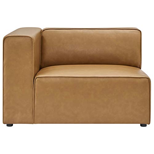 Modway Mingle Vegan Leather 7-Piece Sectional Sofa in Tan