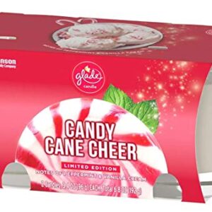 Glade Jar Candles, Fragrance Candles Infused with Essential Oils, Air Freshener Candles, Multiple Scents Available! (Candy Cane Cheer, 3.4oz- 2 Candles)