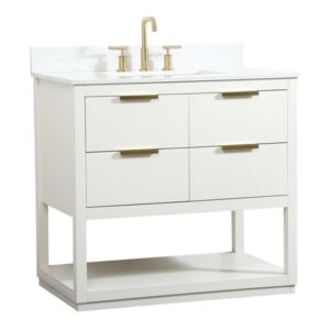 elegant decor larkin 36" mdf single bathroom vanity with backsplash in white