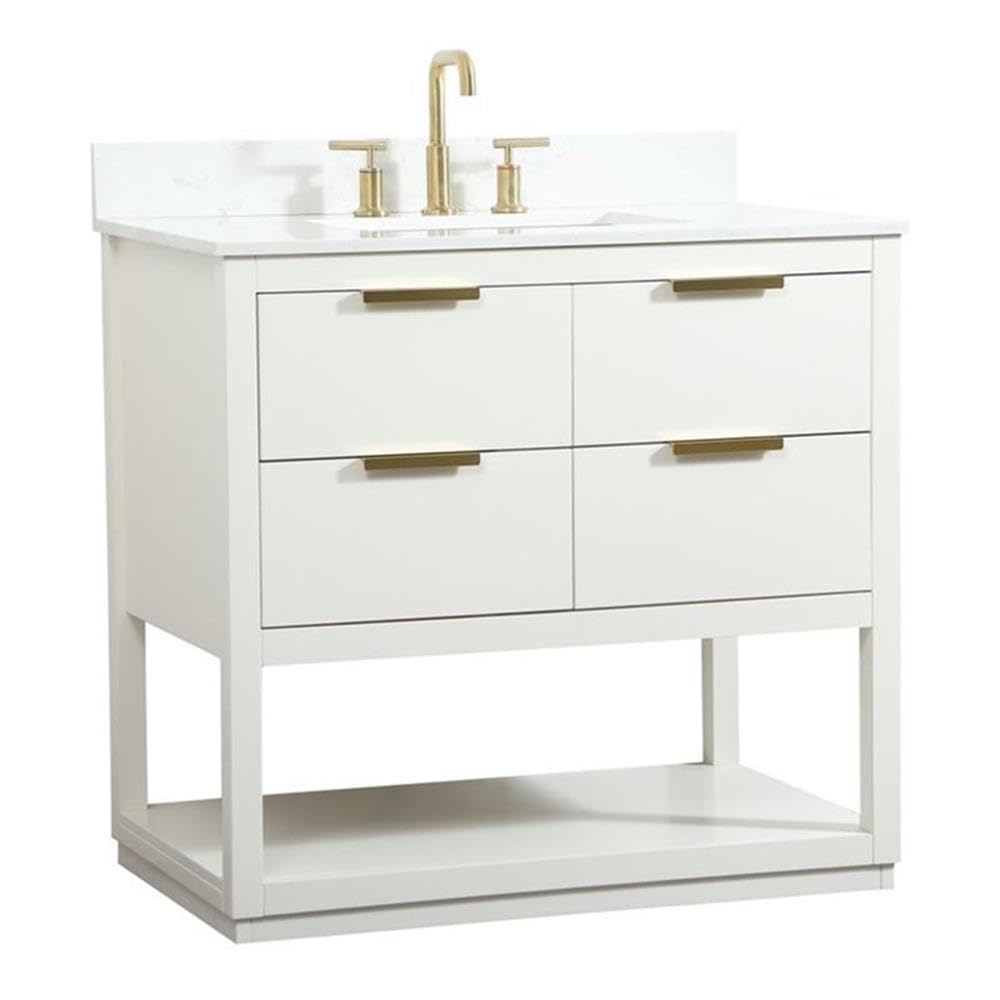 Elegant Decor Larkin 36" MDF Single Bathroom Vanity with Backsplash in White