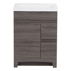 spring mill cabinets muriel bathroom vanity with 1-door cabinet, 2 drawers, and white single-sink top, 24.5" w x 16.75" d x 33.89" h, dark oak