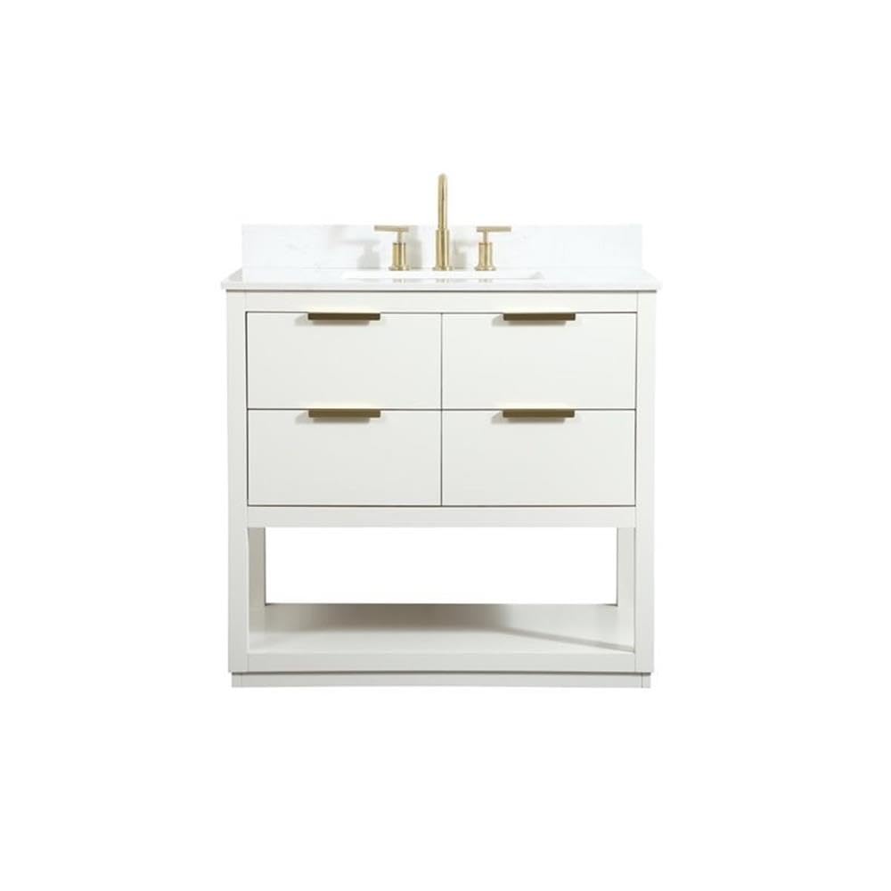 Elegant Decor Larkin 36" MDF Single Bathroom Vanity with Backsplash in White