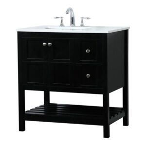 elegant decor theo 32" zinc alloy mdf single bathroom vanity in black