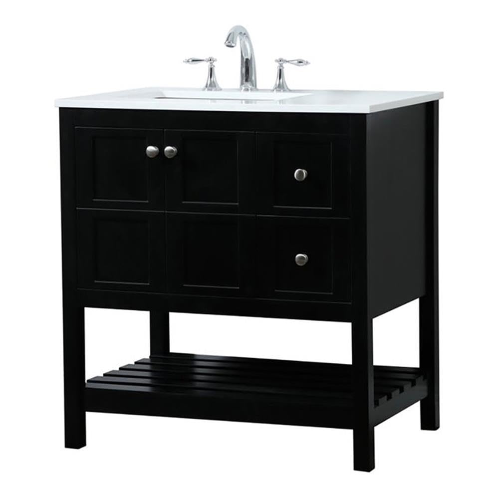 Elegant Decor Theo 32" Zinc Alloy MDF Single Bathroom Vanity in Black