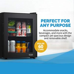 NewAir Beverage Fridge and Cooler with Reversible Glass Door, 60 Can Freestanding Mini Fridge in Black with Door Alarm, Perfect for Work from Home Station, Dorms, and More