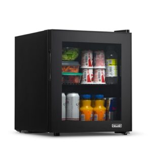 NewAir Beverage Fridge and Cooler with Reversible Glass Door, 60 Can Freestanding Mini Fridge in Black with Door Alarm, Perfect for Work from Home Station, Dorms, and More