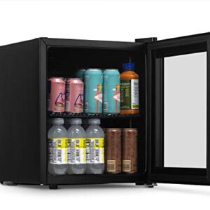 NewAir Beverage Fridge and Cooler with Reversible Glass Door, 60 Can Freestanding Mini Fridge in Black with Door Alarm, Perfect for Work from Home Station, Dorms, and More