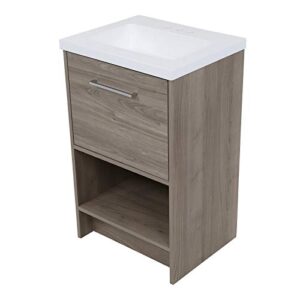 Spring Mill Cabinets Adrian Bathroom Vanity with 1-Door Cabinet, Open Shelf, and White Sink Top, 20.5" W x 16.75" D x 33.5" H, Forest Elm