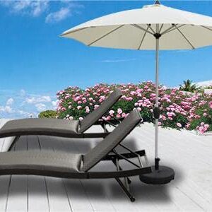 Domi Outdoor Chaise Lounge Set of 2, Aluminum Wicker Lounge Chair with Padded Quick Dry Foam and Wheels, Pool Lounge Chair for Garden, Beach, Patio, Sunbathing