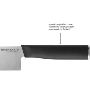 KitchenAid Classic Santoku Knife with Custom-Fit Blade Cover, 7-inch, Sharp Kitchen Knife, High-Carbon Japanese Stainless Steel, Black